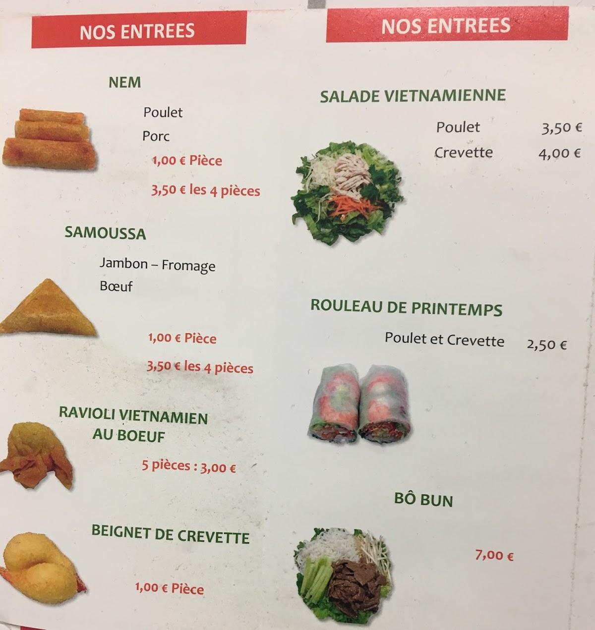 Menu au Traiteur Nem&Sushi restaurant, Montélier