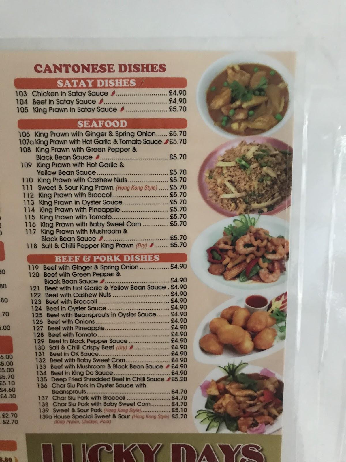Menu at Lucky Days fast food, Retford