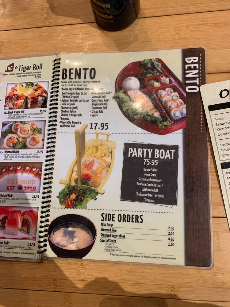 Menu at Oishi restaurant, Redmond