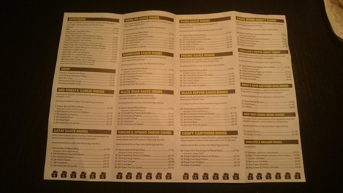 Menu at The Mandarin fast food, Wallsend, 4 Coast Rd