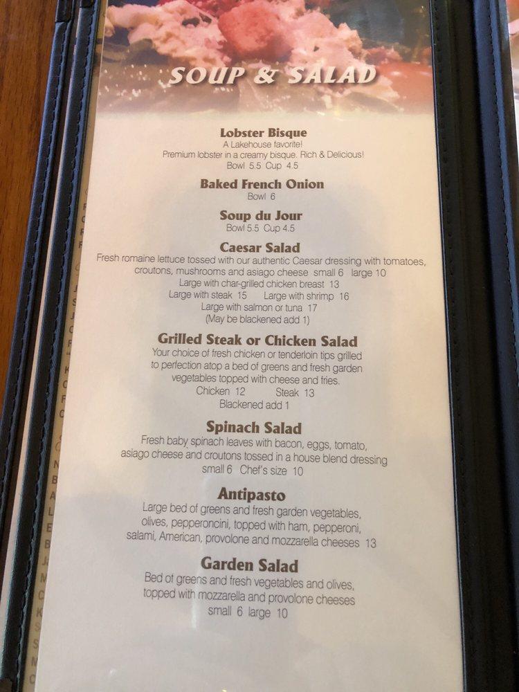 Menu at Lake House Restaurant, Morgantown