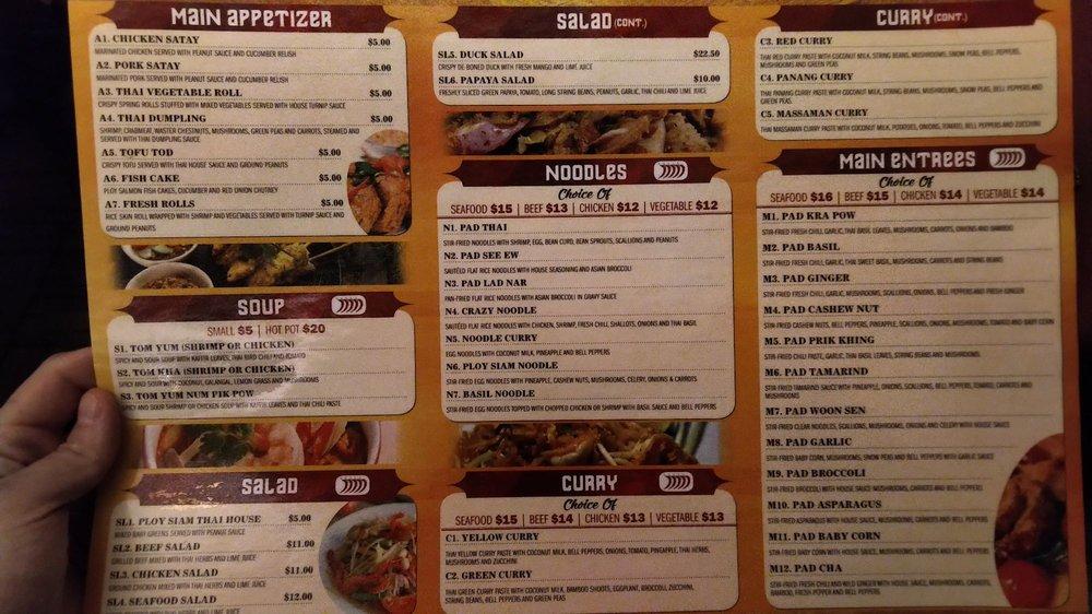 Menu at Ploy Siam Nui thai Cuisine restaurant, Westampton