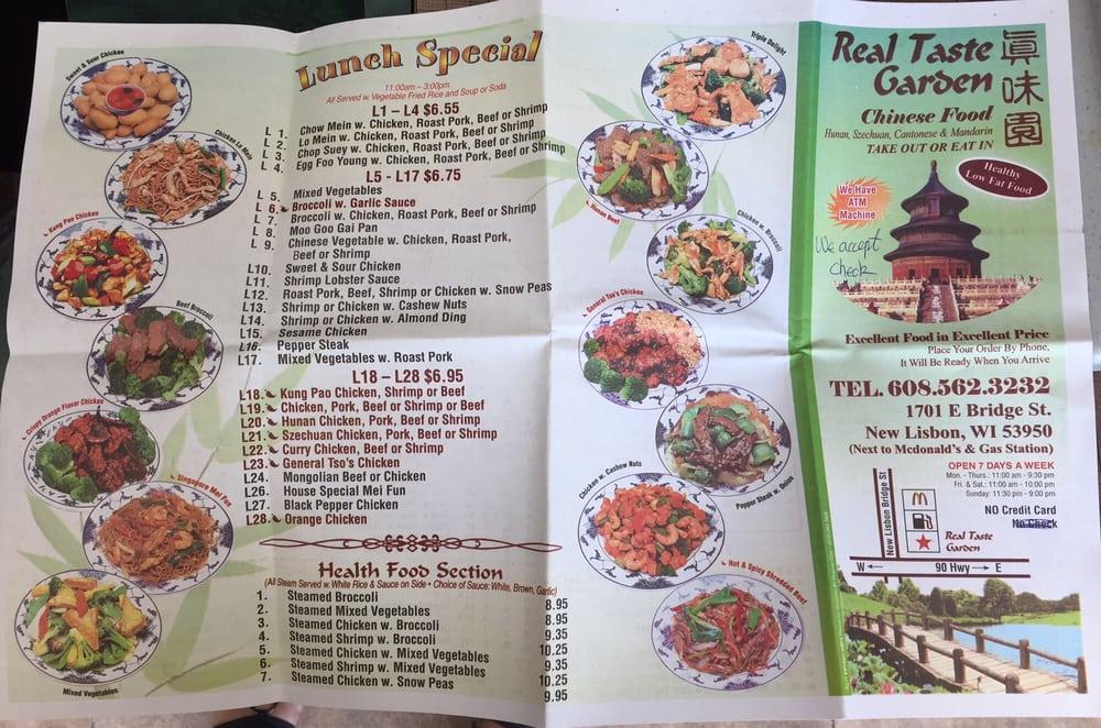 Menu at Real Taste Garden restaurant, New Lisbon