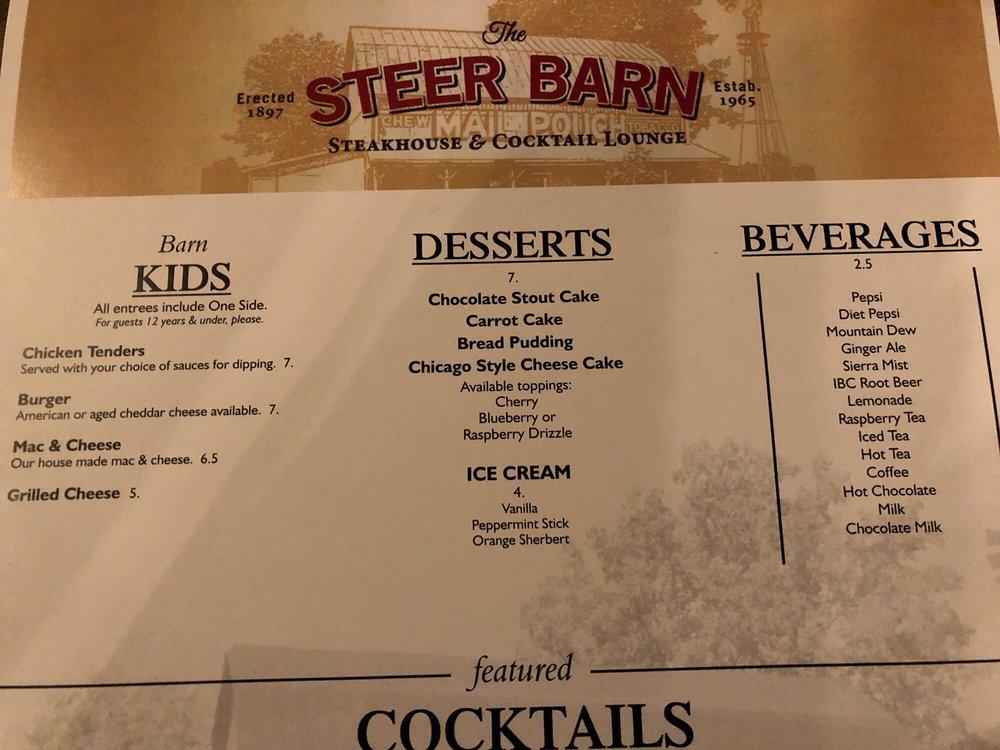 Menu at The Steer Barn, Upper Sandusky