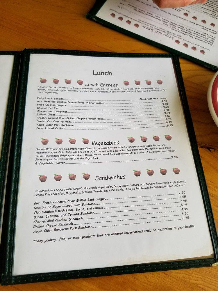 Menu at Carver's Orchard & Applehouse Restaurant, Cosby