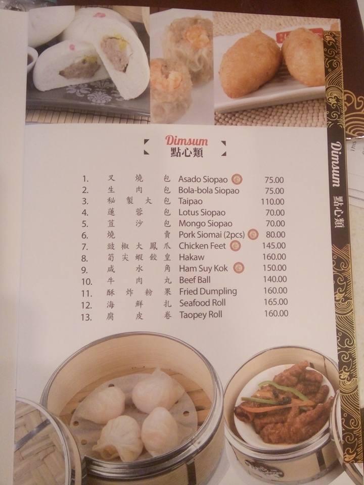 Menu at Ling Nam restaurant, Baguio