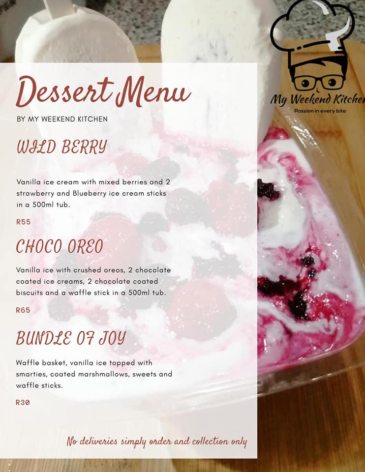 Menu at My Weekend Kitchen restaurant, Ennerdale