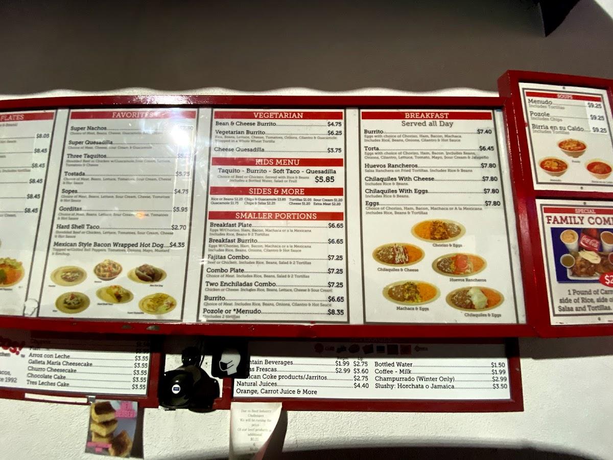 Menu at Que Ricos restaurant, San Fernando, San Fernando Rd