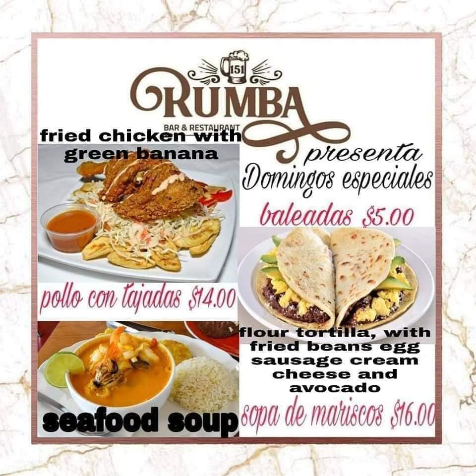 Menu at Rumba 151 pub & bar, Putnam Valley