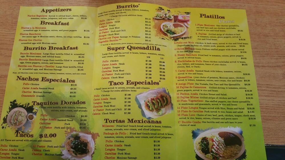 Menu at Taqueria El Amigo restaurant, Waltham