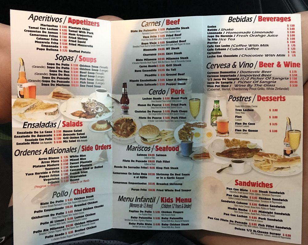 Menu at The Black Beans Cafe, Hollywood, 712 S State Rd 7