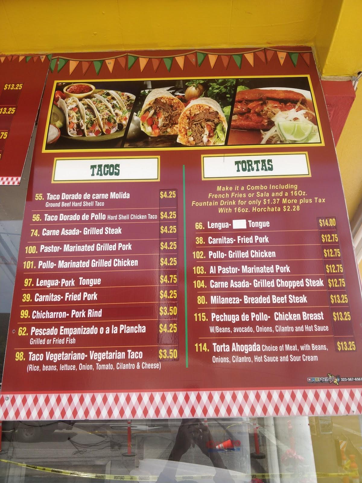 Menu at Tito’s Tacos restaurant, Culver City