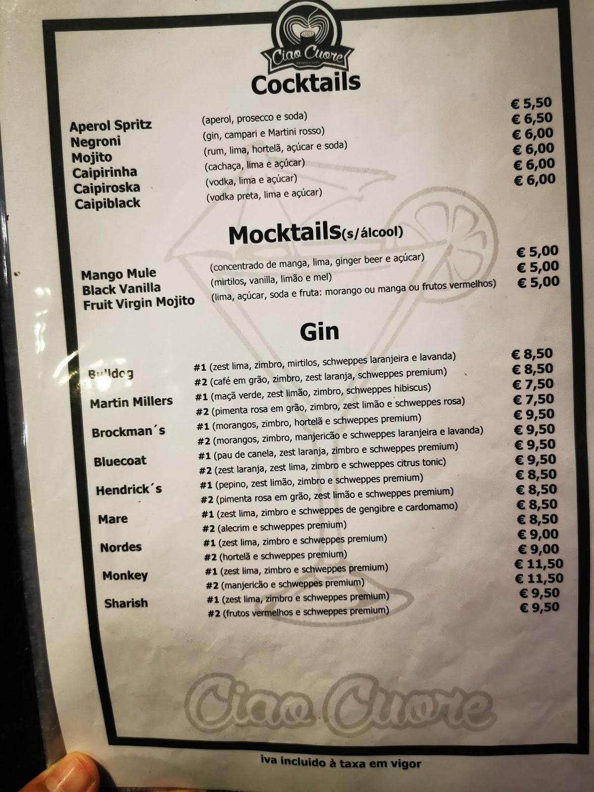 Menu em Ciao Cuore restaurante, Belas, R. Dona Mariana Vitória 13