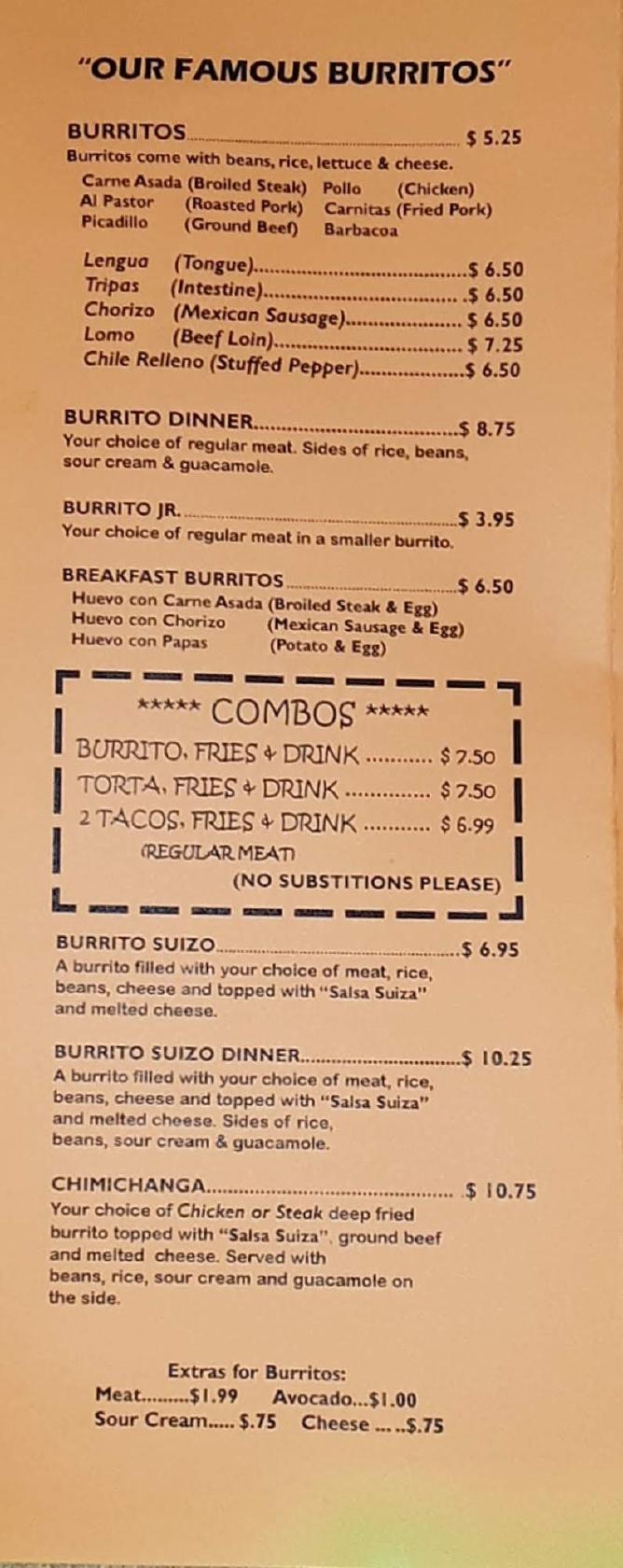 Menu at El Faro Restaurant, Elgin, 112 Tyler Creek Plaza