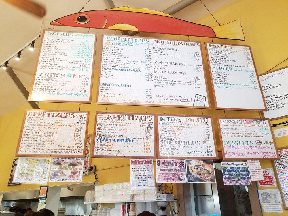 Menu at Phil's Fish Market restaurant, Moss Landing