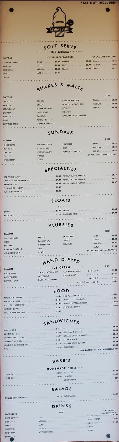 Menu at The Custard Stand desserts, Sesser, 101 S Park St