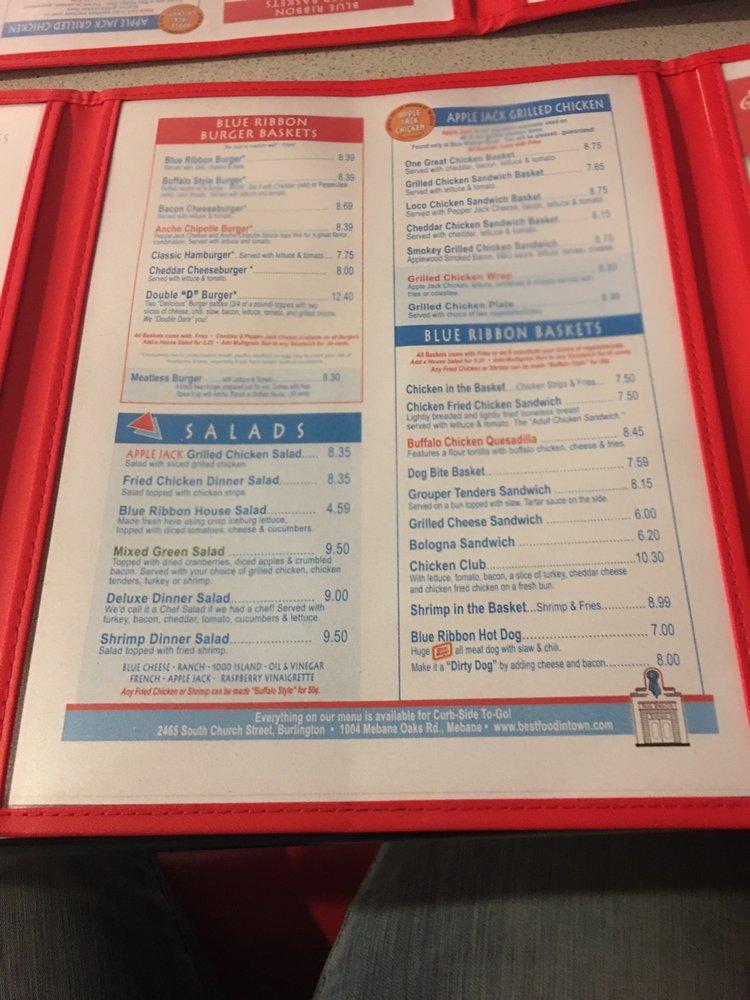 Menu at Blue Ribbon Diner restaurant, Burlington