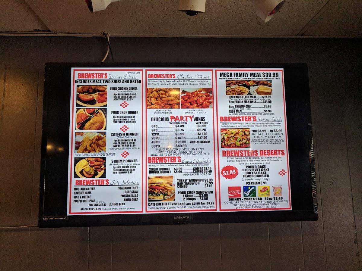 Menu at Brewster's 2 Café restaurant, Little Rock