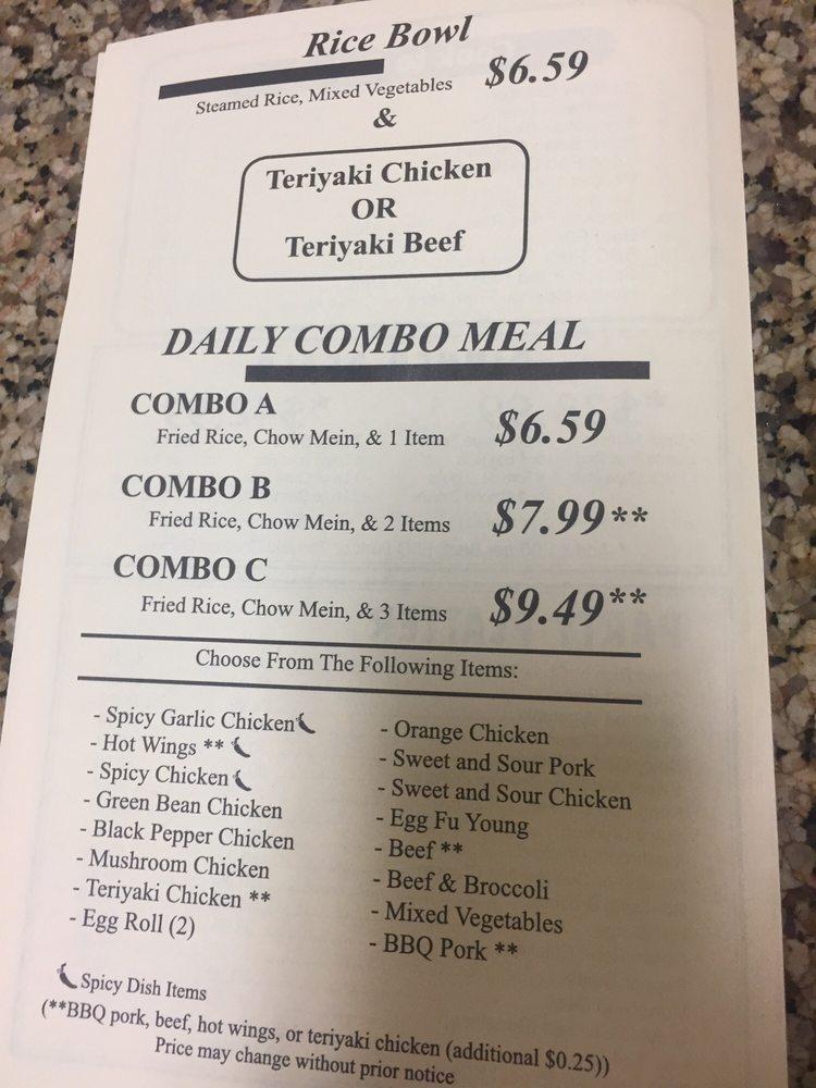 Menu at Diamond Panda restaurant, Victorville