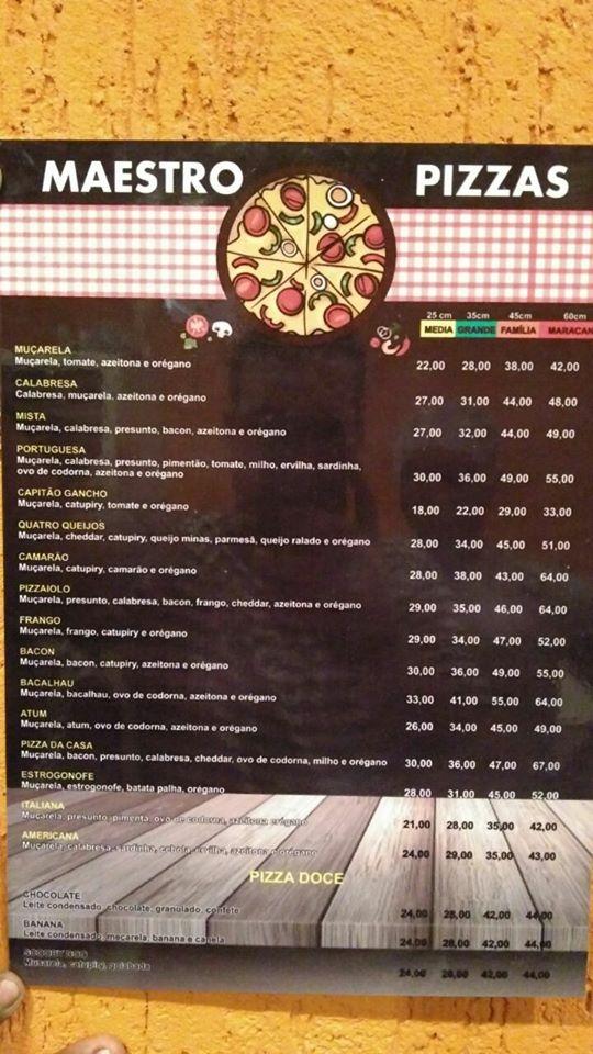 Menu at Maestro Pizza restaurant, Belford Roxo