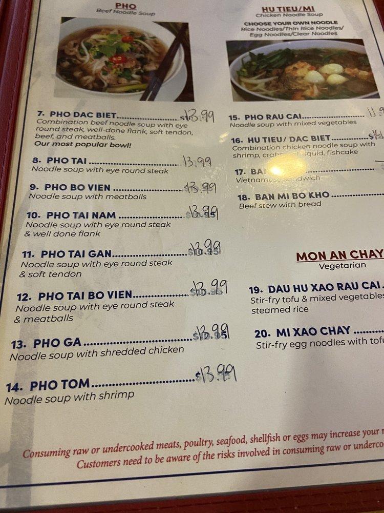 Menu at Pho An Vietnamese Restaurant, Florence, W Lucas St