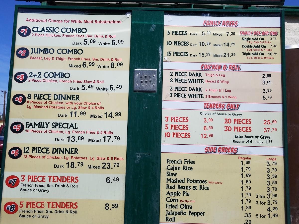 Carta del restaurante Southern Classic Chicken, Natchitoches