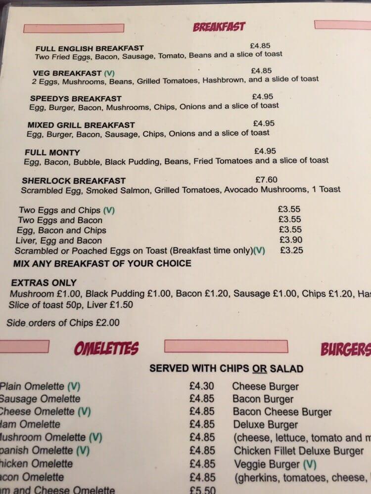 Menu at Speedy's Sandwich Bar & Cafe, London, 187 N Gower St