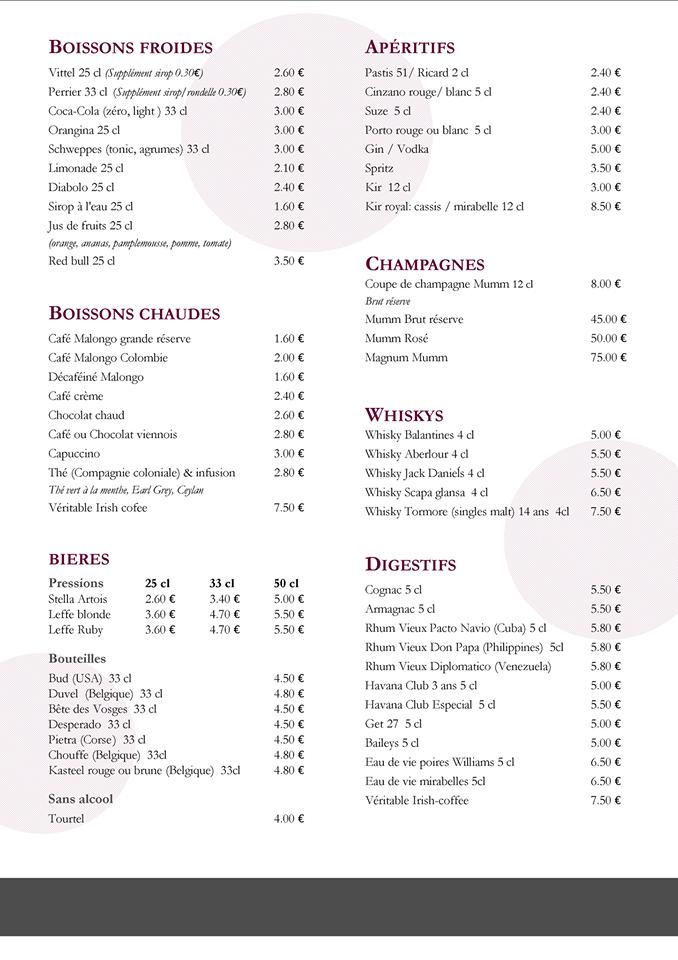 Menu at Côté Parc restaurant, Vittel, 36 avenue Bouloumie