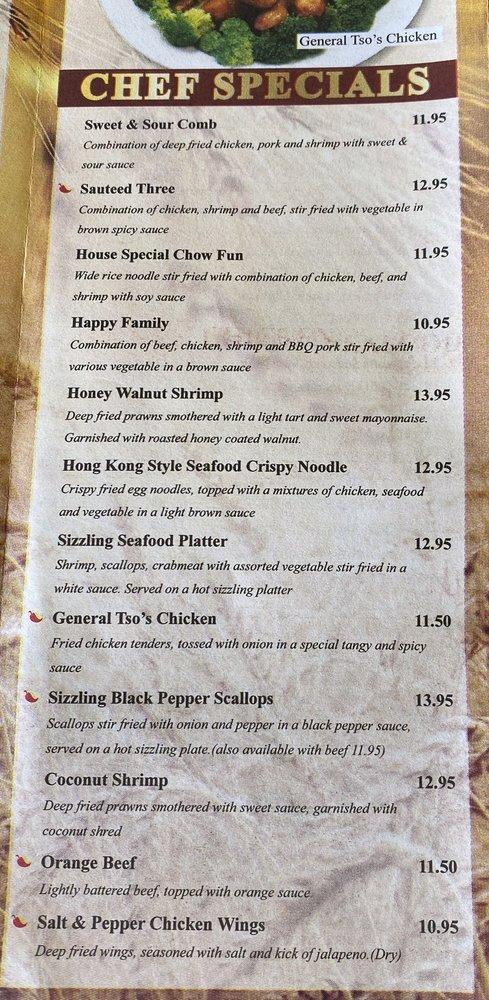 Menu at Golden Harvest restaurant, Queen Creek