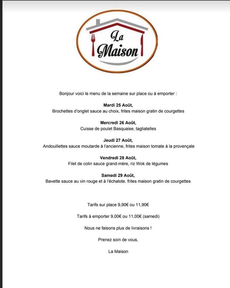 Menu at La maison restaurant, Saint-Paul-et-Valmalle