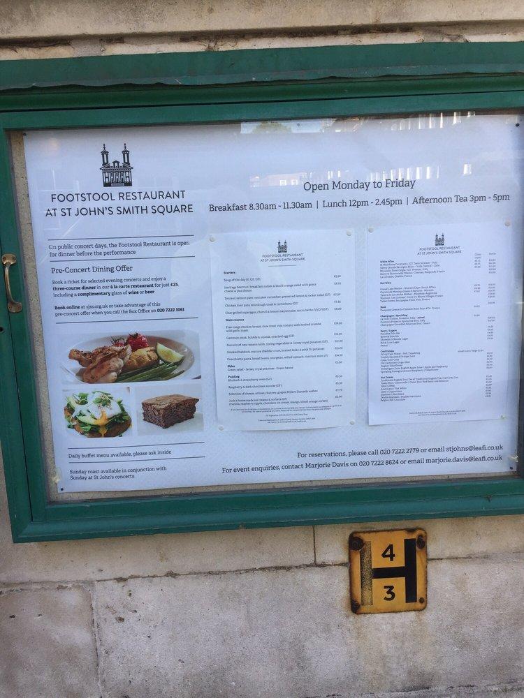 Menu at The Footstool Cafe, London