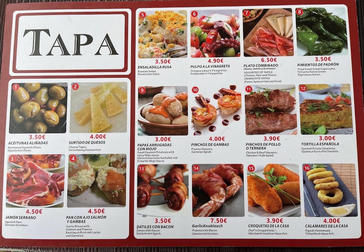 Menu at Canary Lounge restaurant, Maspalomas, Canary Lounge