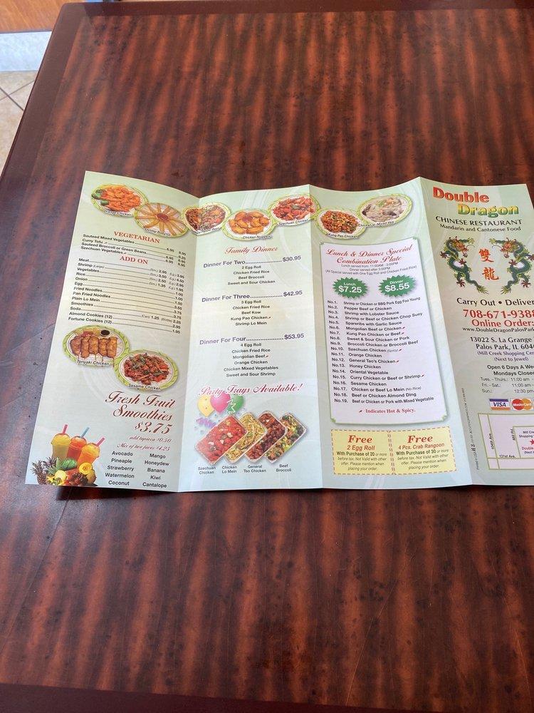 Menu at Double Dragon restaurant, Palos Park