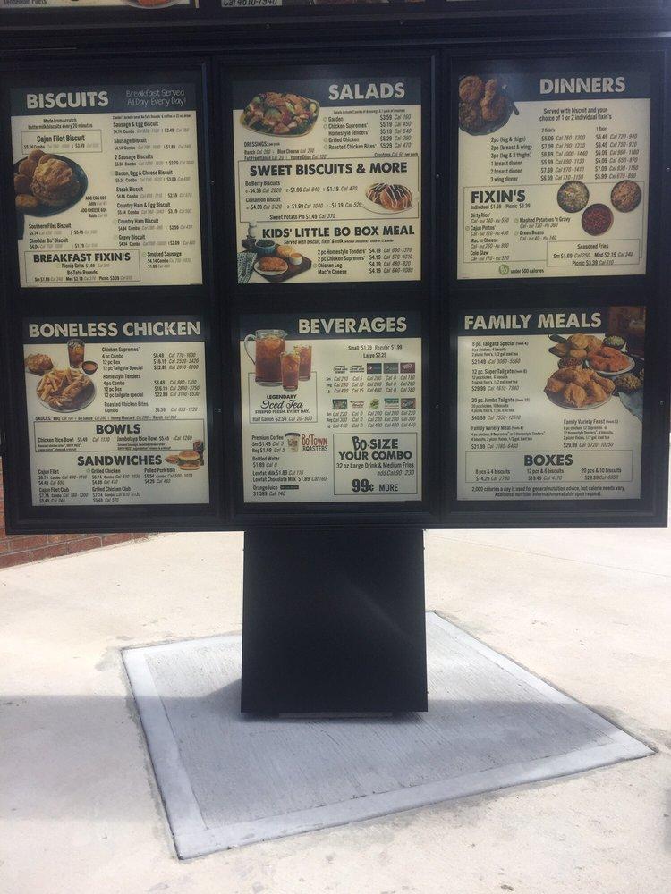 Menu at Bojangles fast food, Gainesville