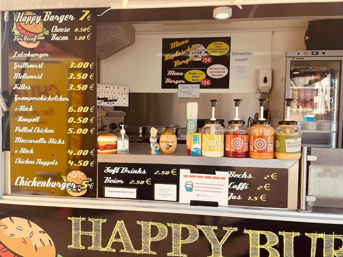 Menu at Happy Burger restaurant, Bettembourg