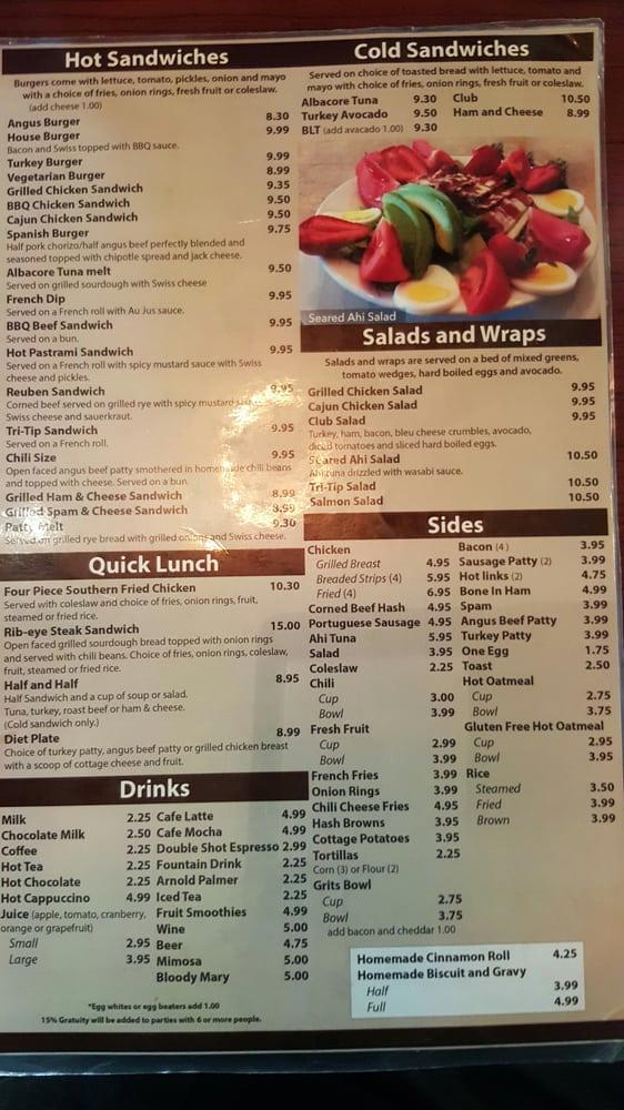 Menu at Hidden Cafe, Camarillo