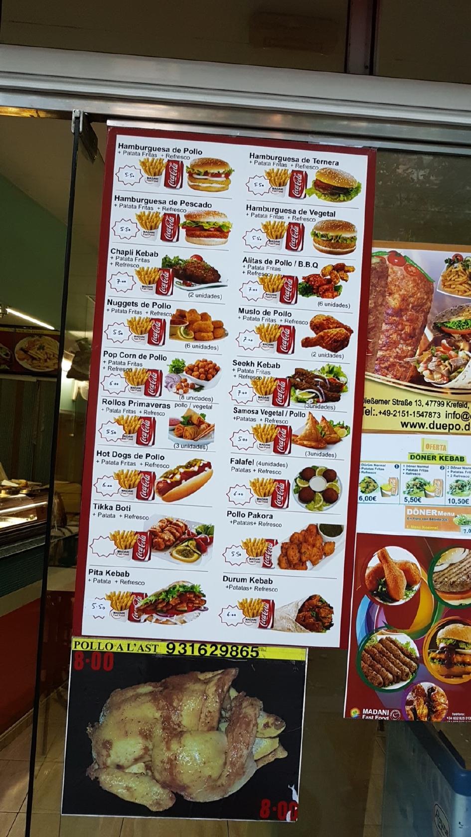 Menu at IQRA DONER KEBAB restaurant, Barcelona, Carrer de Joan Güell