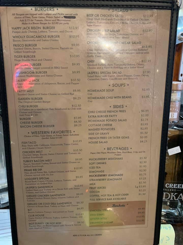 Menu at Jasper's Restaurant, Saint Regis