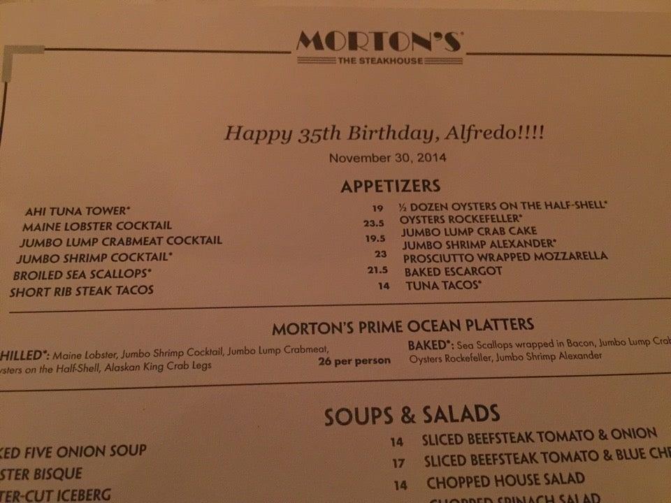 Menu at Morton's The Steakhouse, Atlantic City
