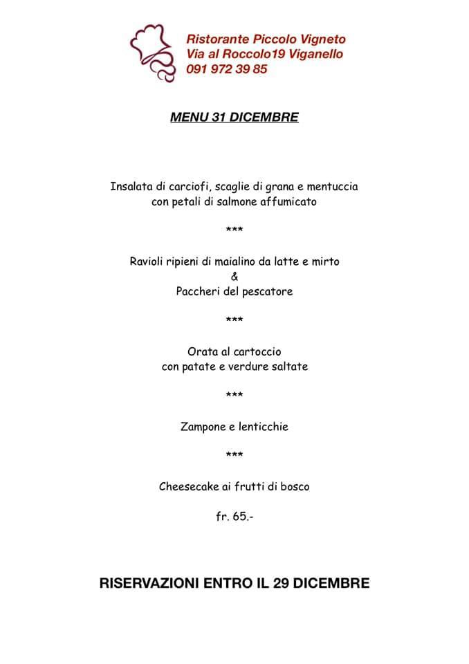 Menu da Ristorante Piccolo Vigneto, Lugano