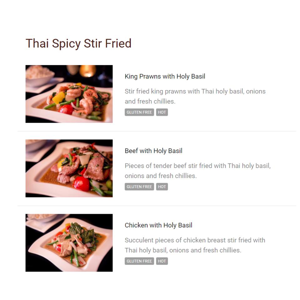 Menu at Tom Yam pub & bar, Poynton