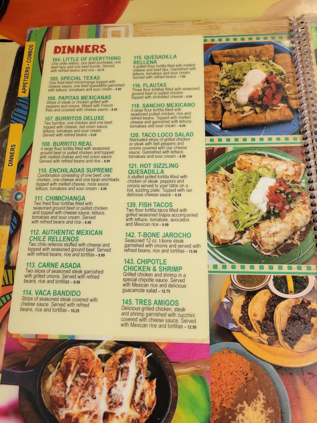 Menu at El Picante restaurant, Pikeville