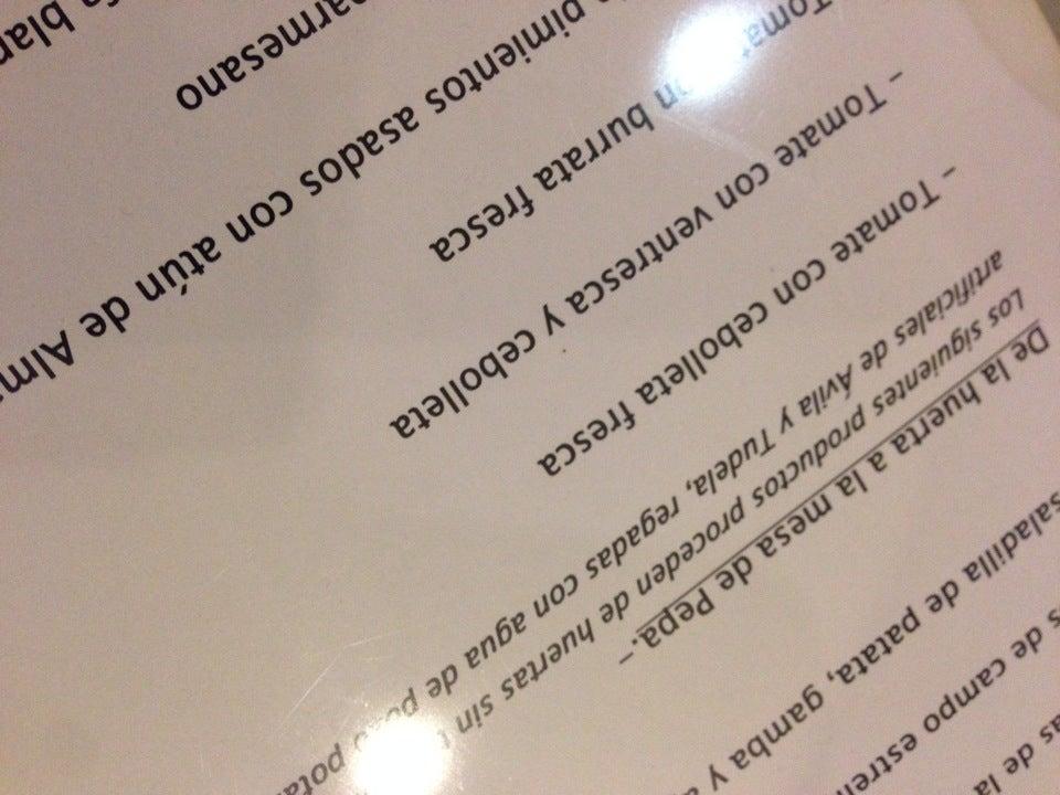 Carta del restaurante El Qüenco del Pepa, Madrid, C. del Henri Dunant