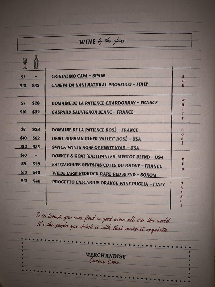 Carta del pub y bar The Snug, Sacramento