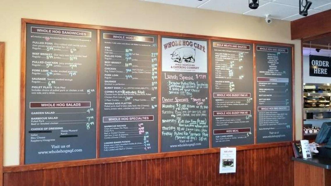 Menu at Whole Hog Café BBQ, Springfield, N Glenstone Ave