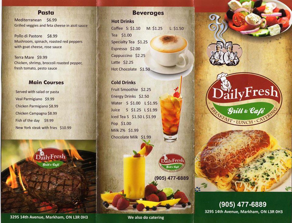 Menu at Daily Fresh Grill & Café, Markham, 14th Ave
