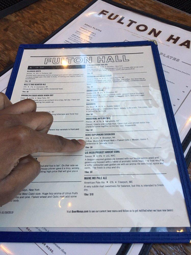 Menu at Fulton Hall pub & bar, New York City