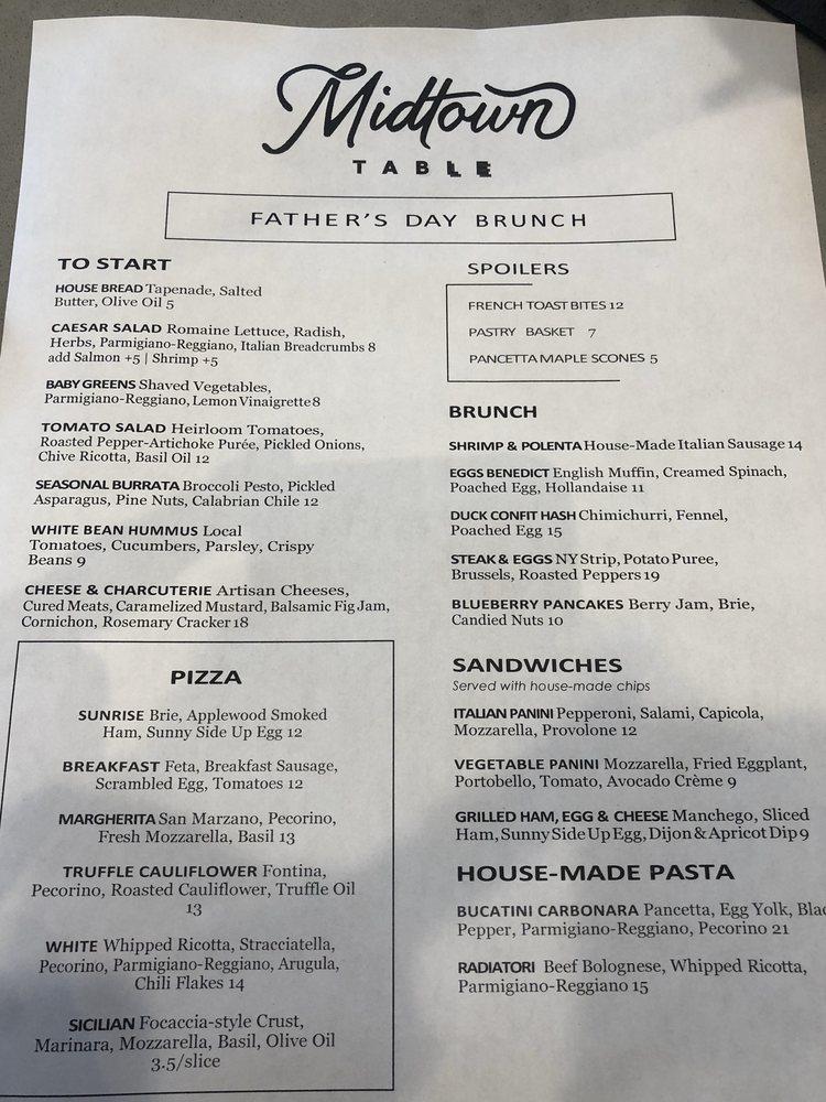 Menu at Midtown Table pub & bar, Jacksonville