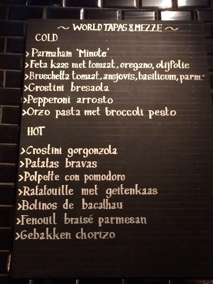 Menu at Publico, Brussels