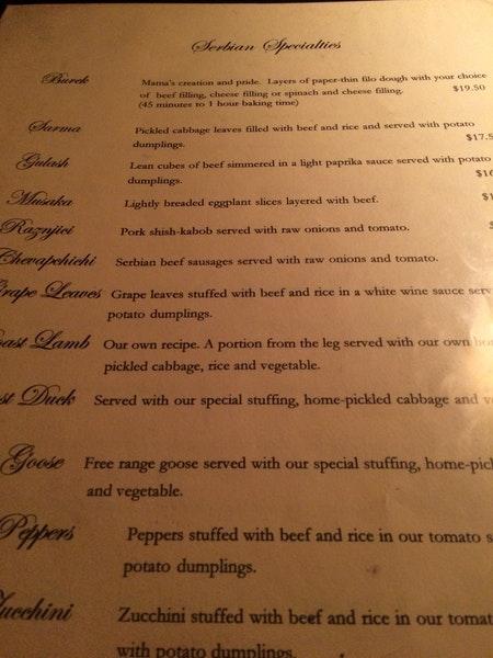 Menu at Three Brothers desserts, Milwaukee, S St Clair St